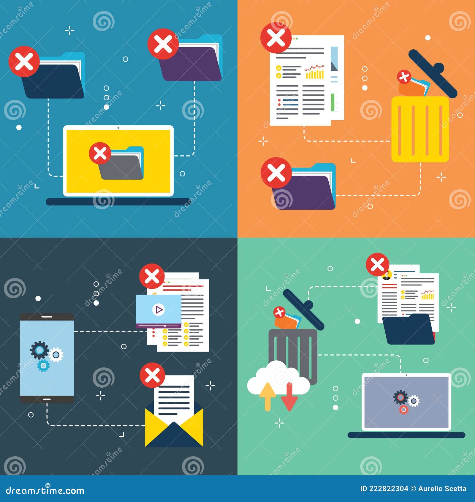 Computer, Trash Digital, Documents and Cloud Computing Icons Stock ...