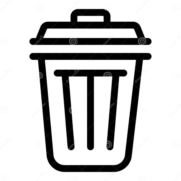Computer Trash Icon, Outline Style Stock Vector - Illustration of ...