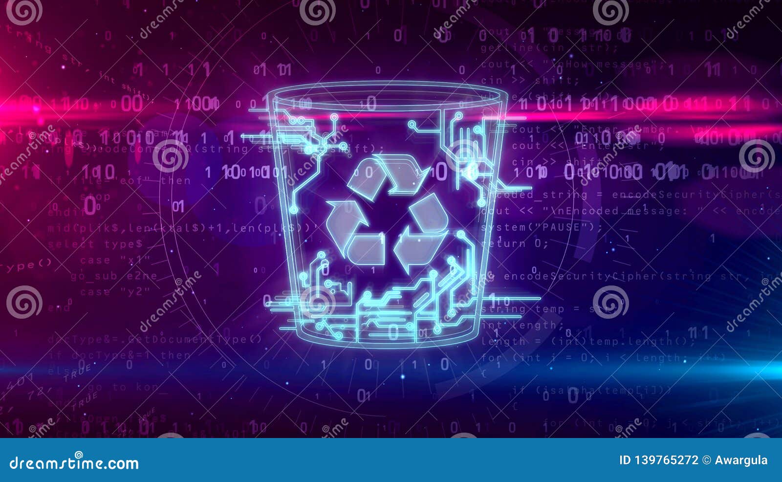 Deleting Data with Computer Trash Stock Illustration - Illustration of ...