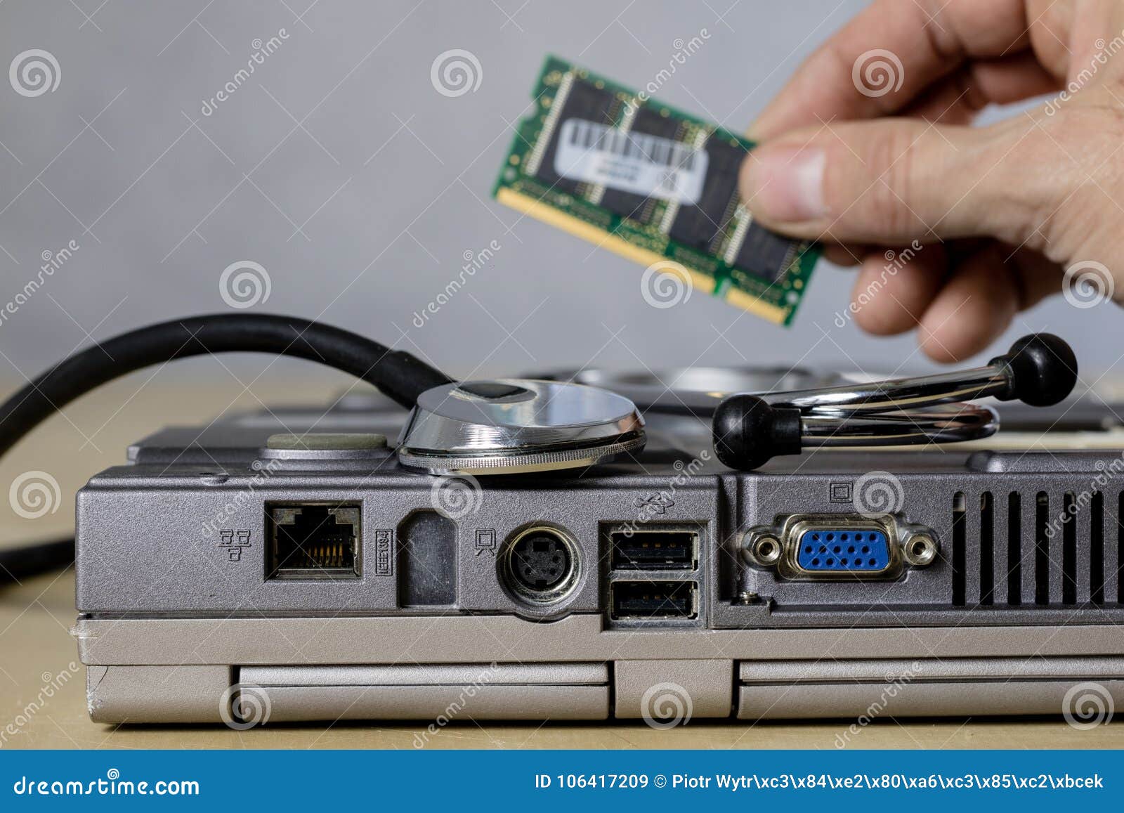 Computer Treatment on a Computer Service. Repair and Diagnostics Stock ...