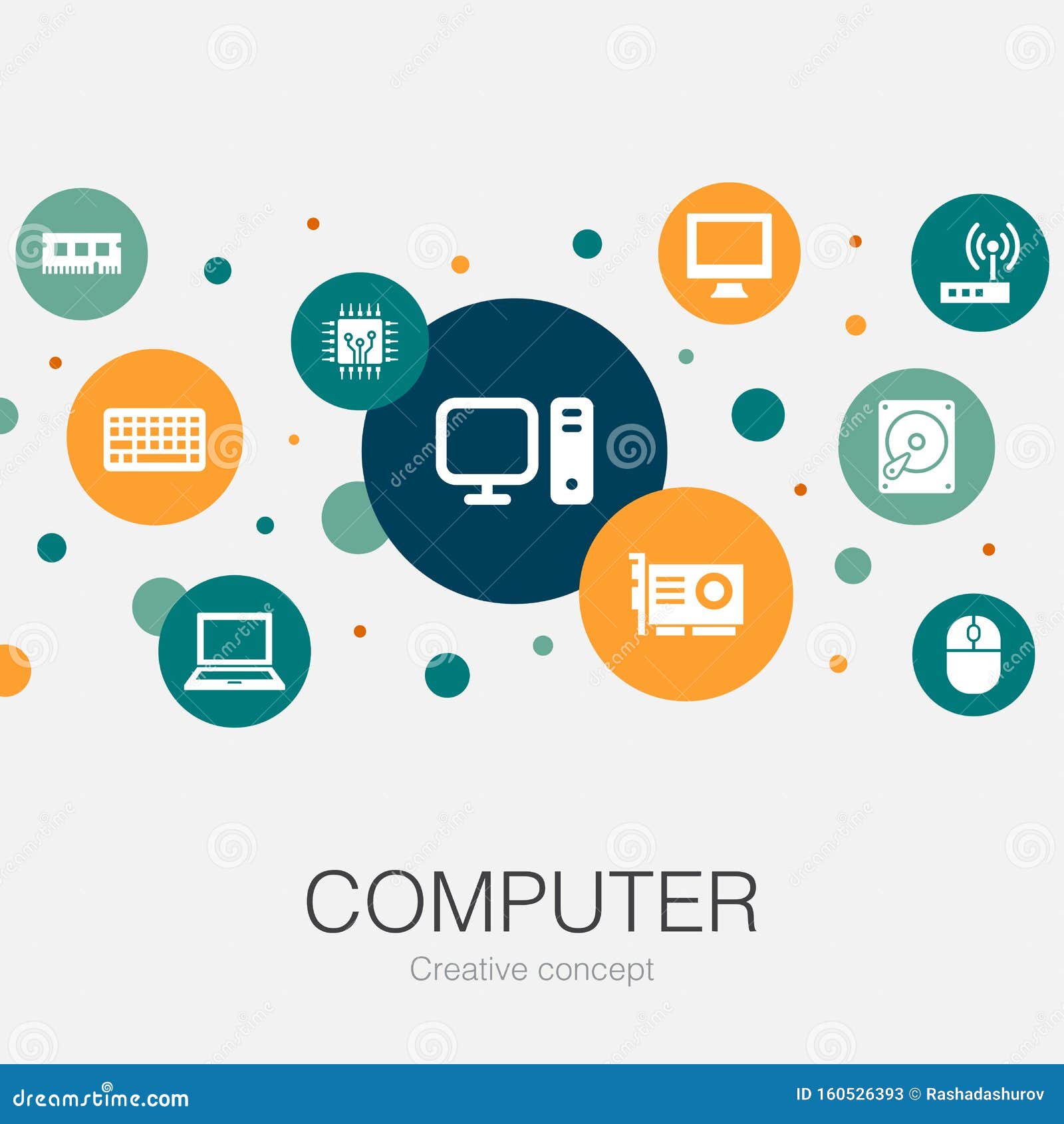 Computer Trendy Circle Template with Stock Vector - Illustration of ...