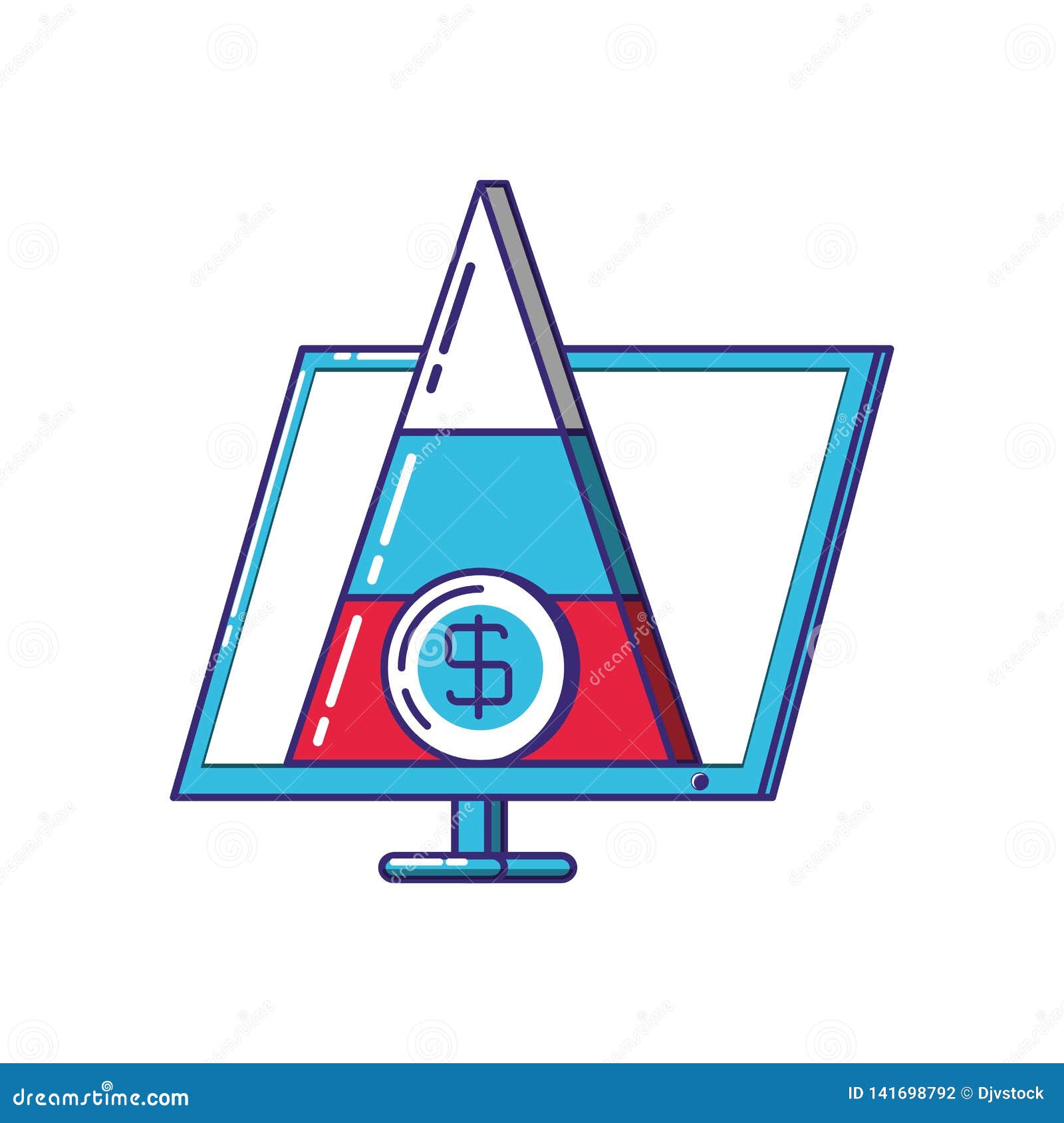 Computer with Triangle Statistics Graphic Stock Vector - Illustration ...