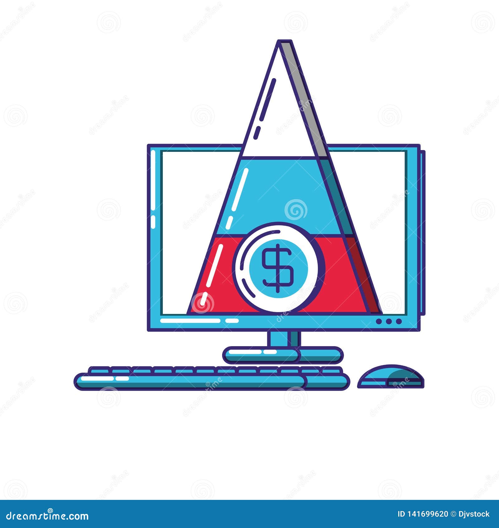 Computer with Triangle Statistics Graphic Stock Vector - Illustration ...