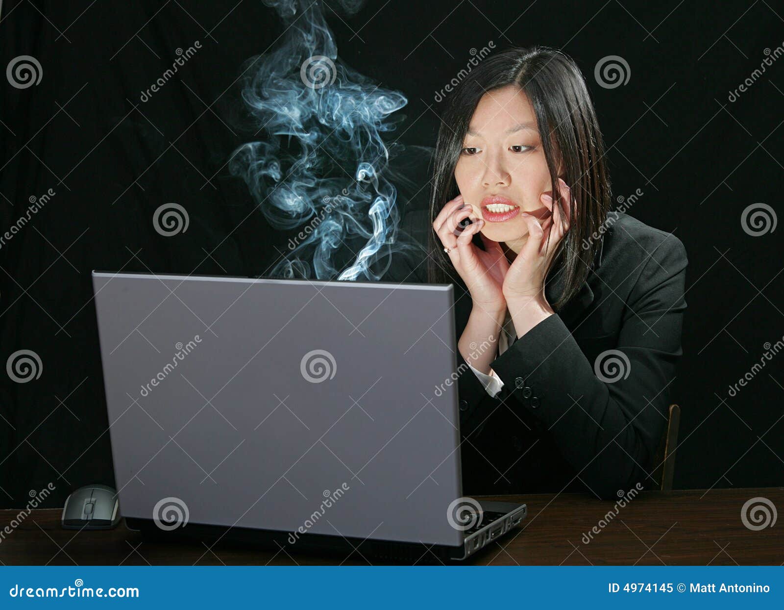 Computer Trouble for Asian Girl Stock Image - Image of young, wrong ...