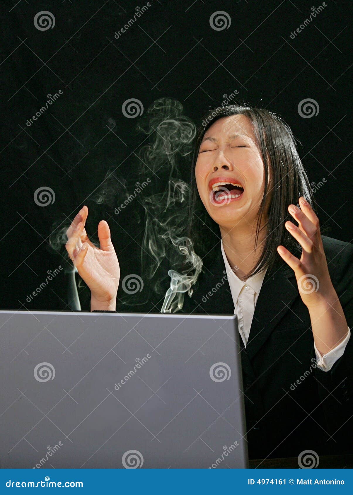 Computer Trouble for Asian Girl Stock Image - Image of pretty, office ...