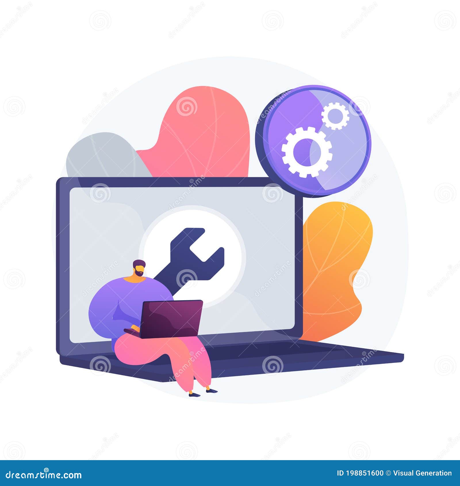 Computer Troubleshooting Concept Landing Page. Vector Illustration | CartoonDealer.com #182088080