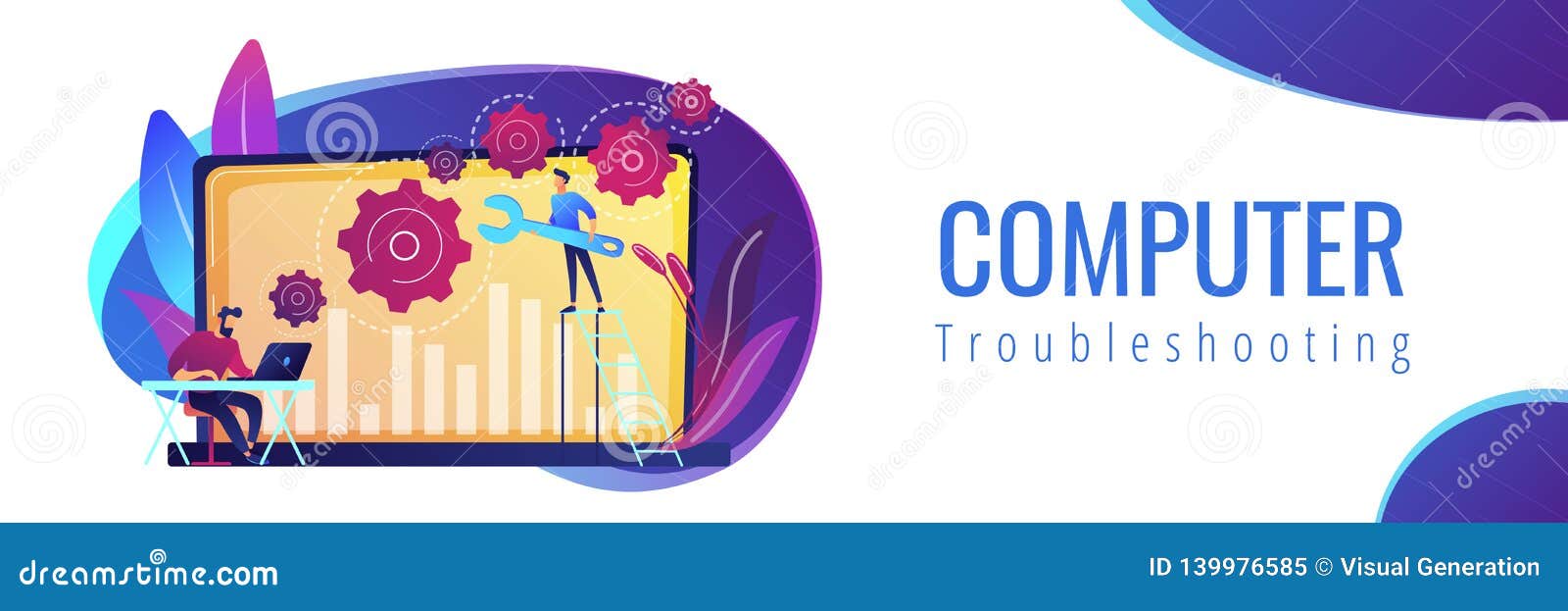 Computer Troubleshooting Concept Banner Header. Stock Vector ...