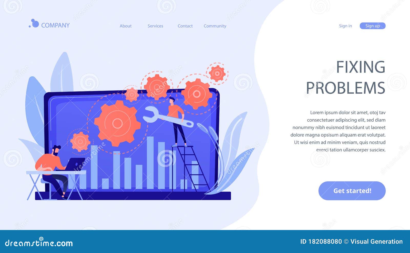 Computer Troubleshooting Concept Landing Page. Vector Illustration ...