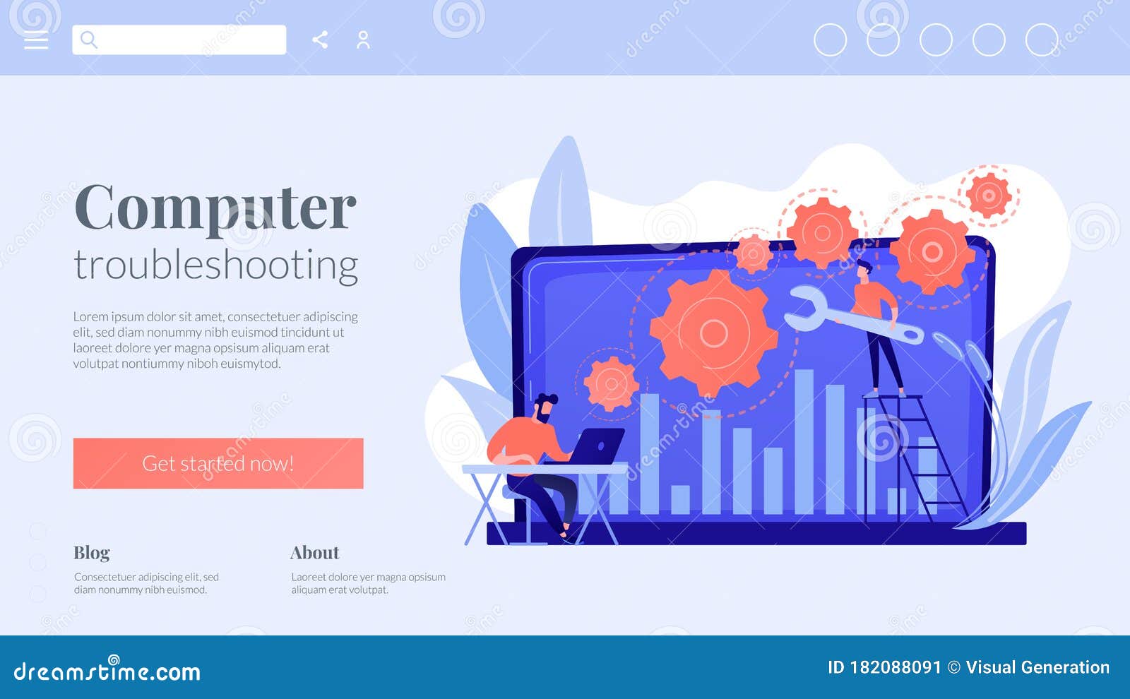 Computer Troubleshooting Concept Landing Page. Stock Vector ...