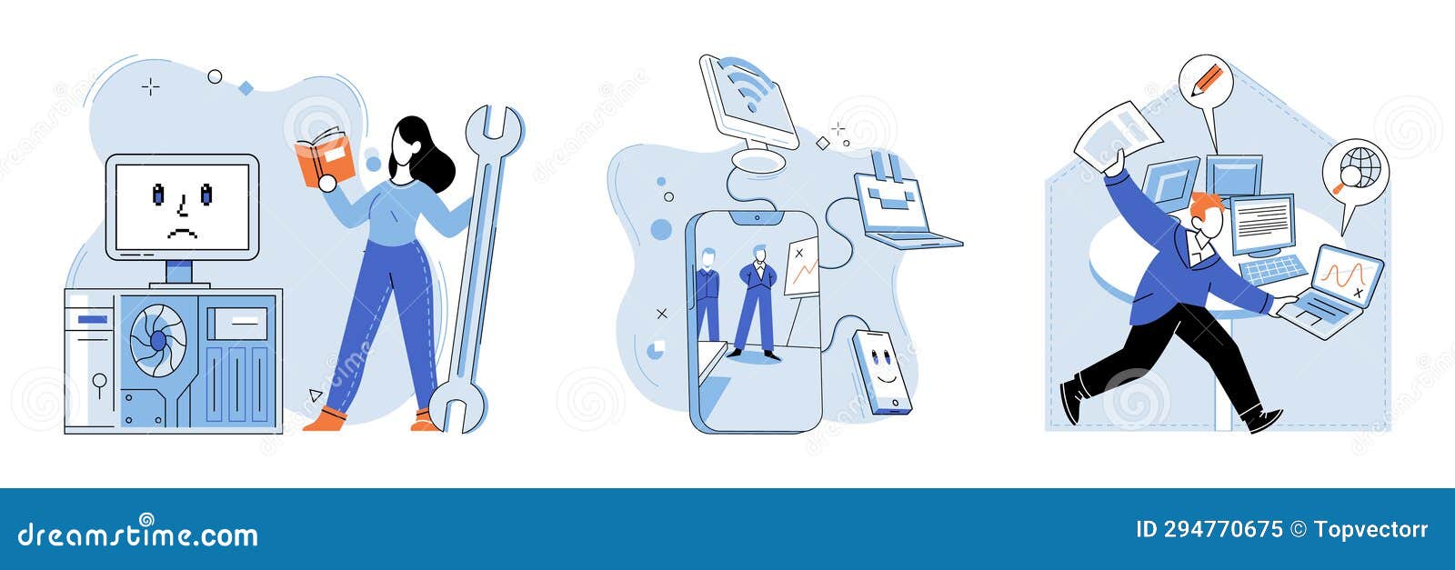 Computer Troubleshooting Concept Landing Page. Vector Illustration ...