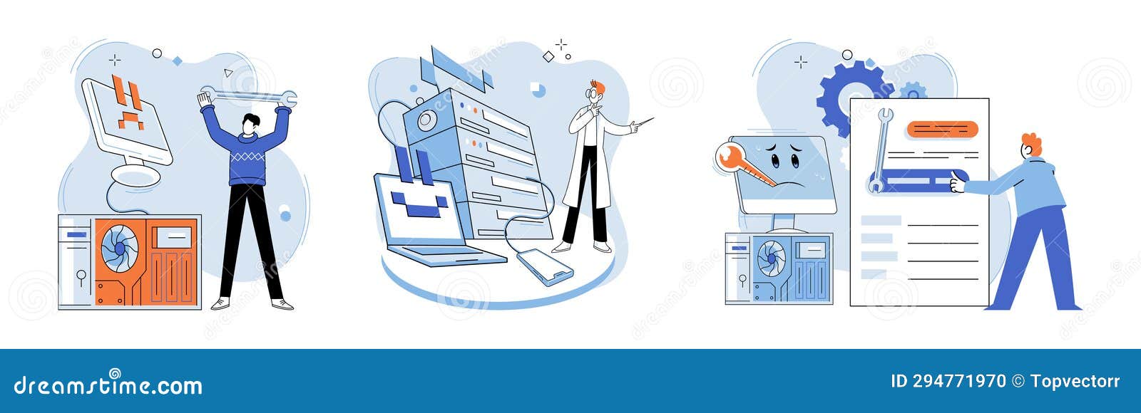 Computer Troubleshooting Concept Landing Page. Vector Illustration ...