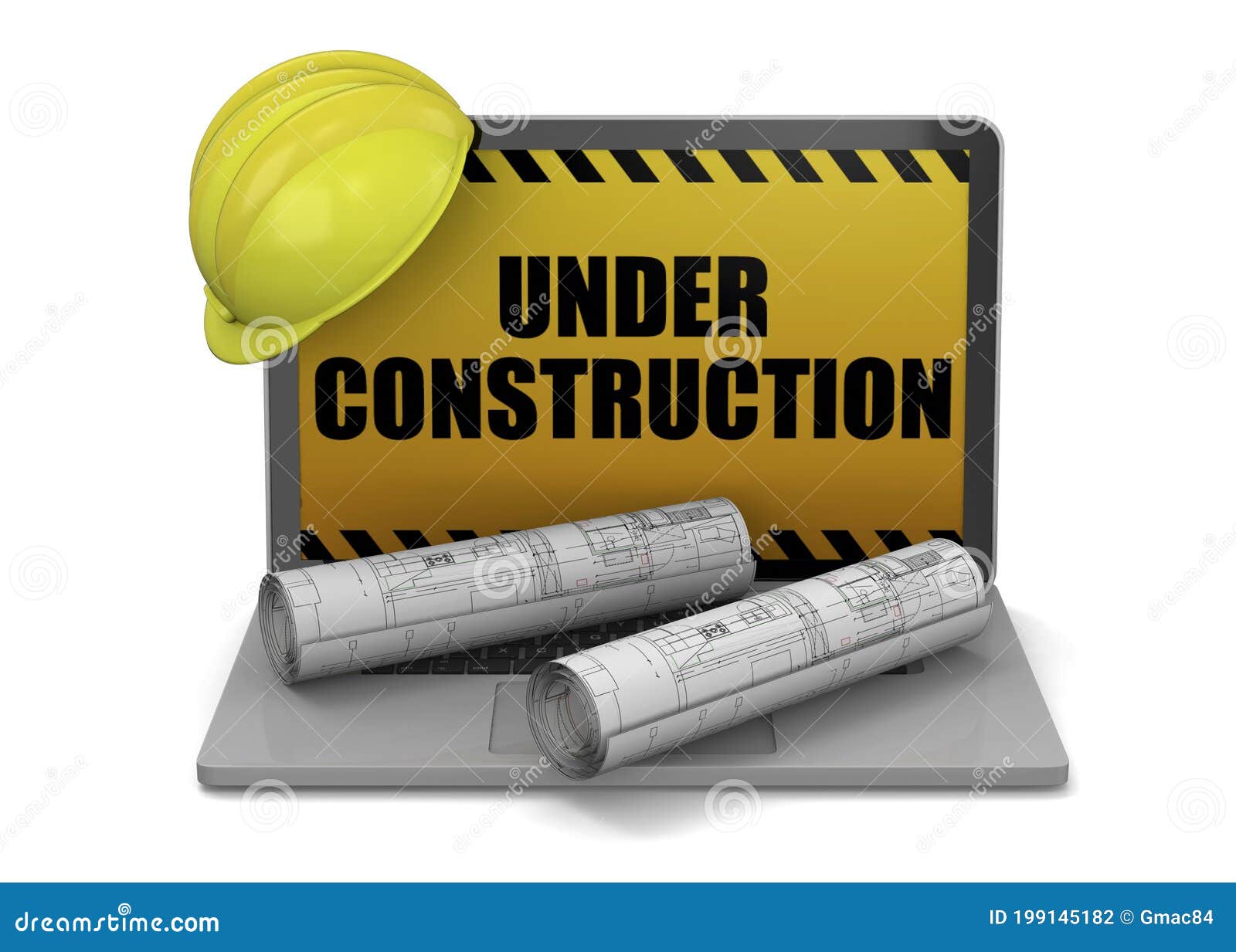 Computer Under Construction - 3D Stock Illustration - Illustration of ...