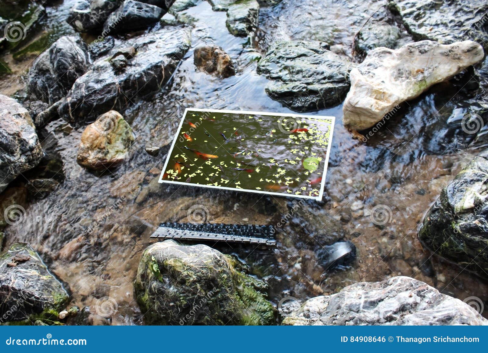 The Computer Under the Surface of the Water. Stock Photo - Image of ...