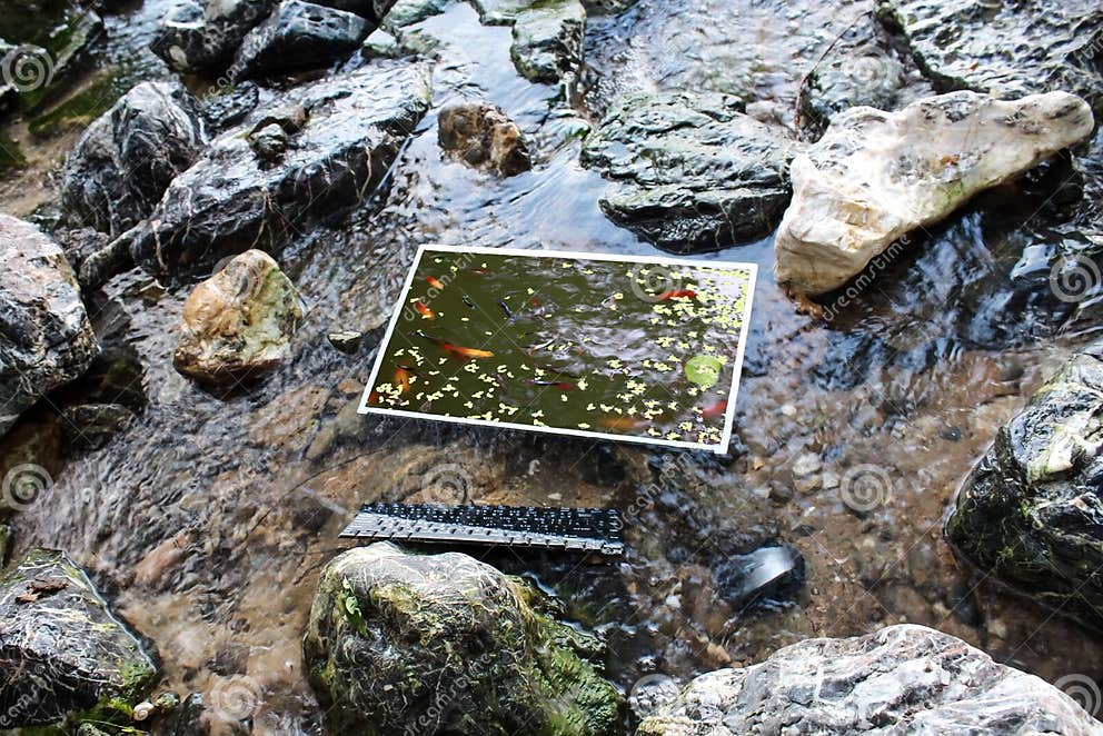 The Computer Under the Surface of the Water. Stock Photo - Image of ...