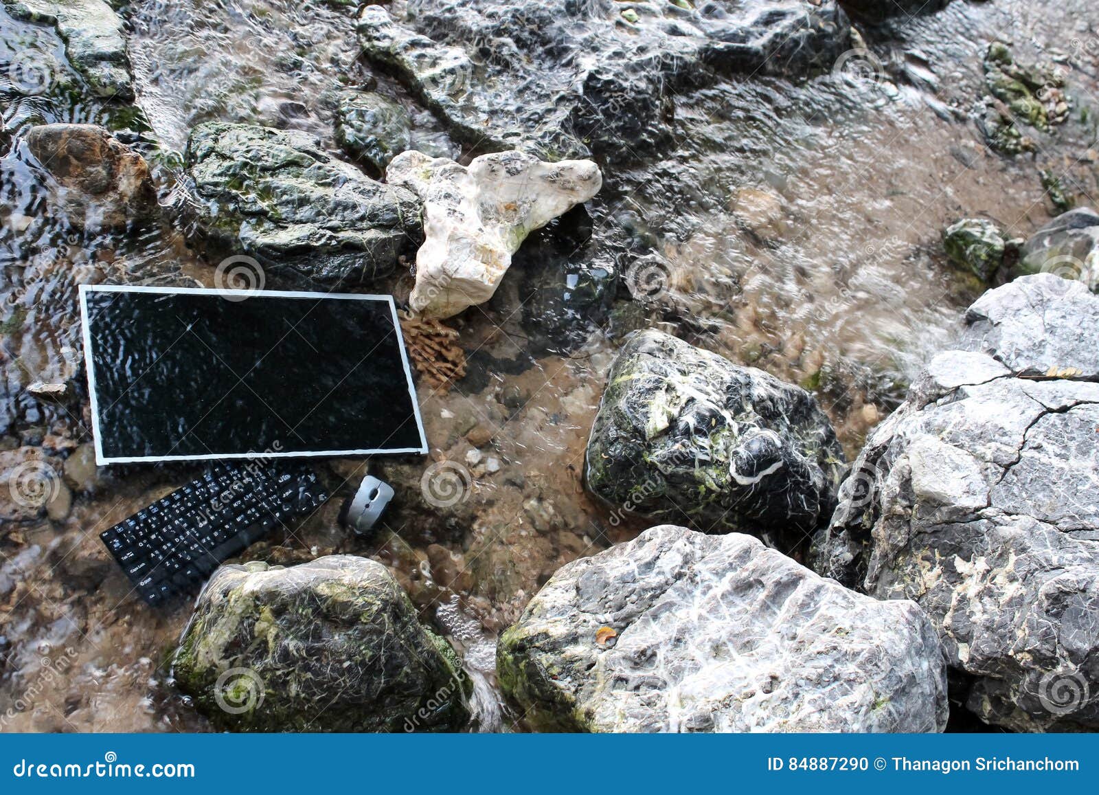 The Computer Under the Surface of the Water. Stock Photo - Image of ...