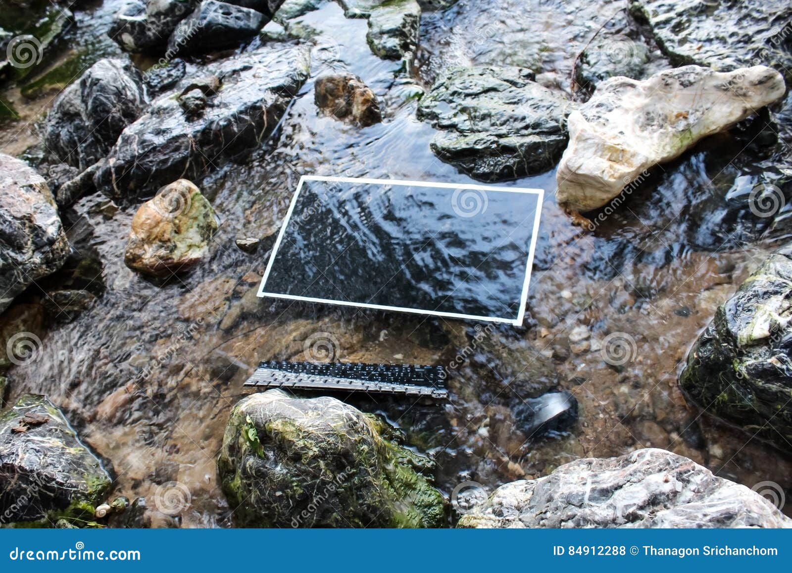 The Computer Under the Surface of the Water. Stock Photo - Image of ...