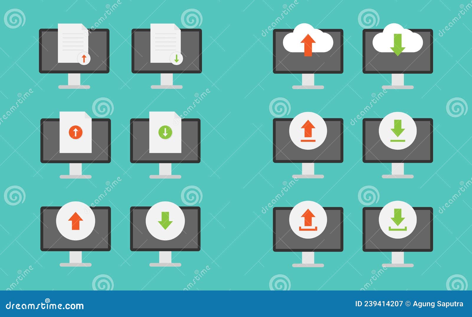 Computer, Upload and Download Vector Design Stock Vector - Illustration ...