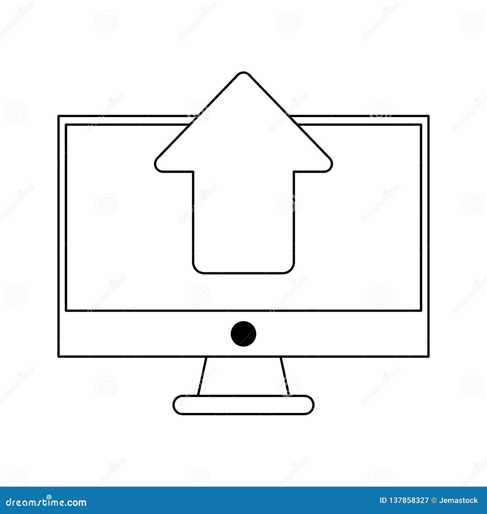 Computer Uploading Files Symbol Black and White Stock Vector ...