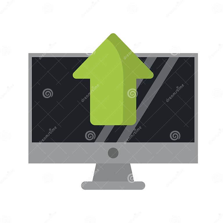 Computer Uploading Files Symbol Stock Vector - Illustration of icon ...