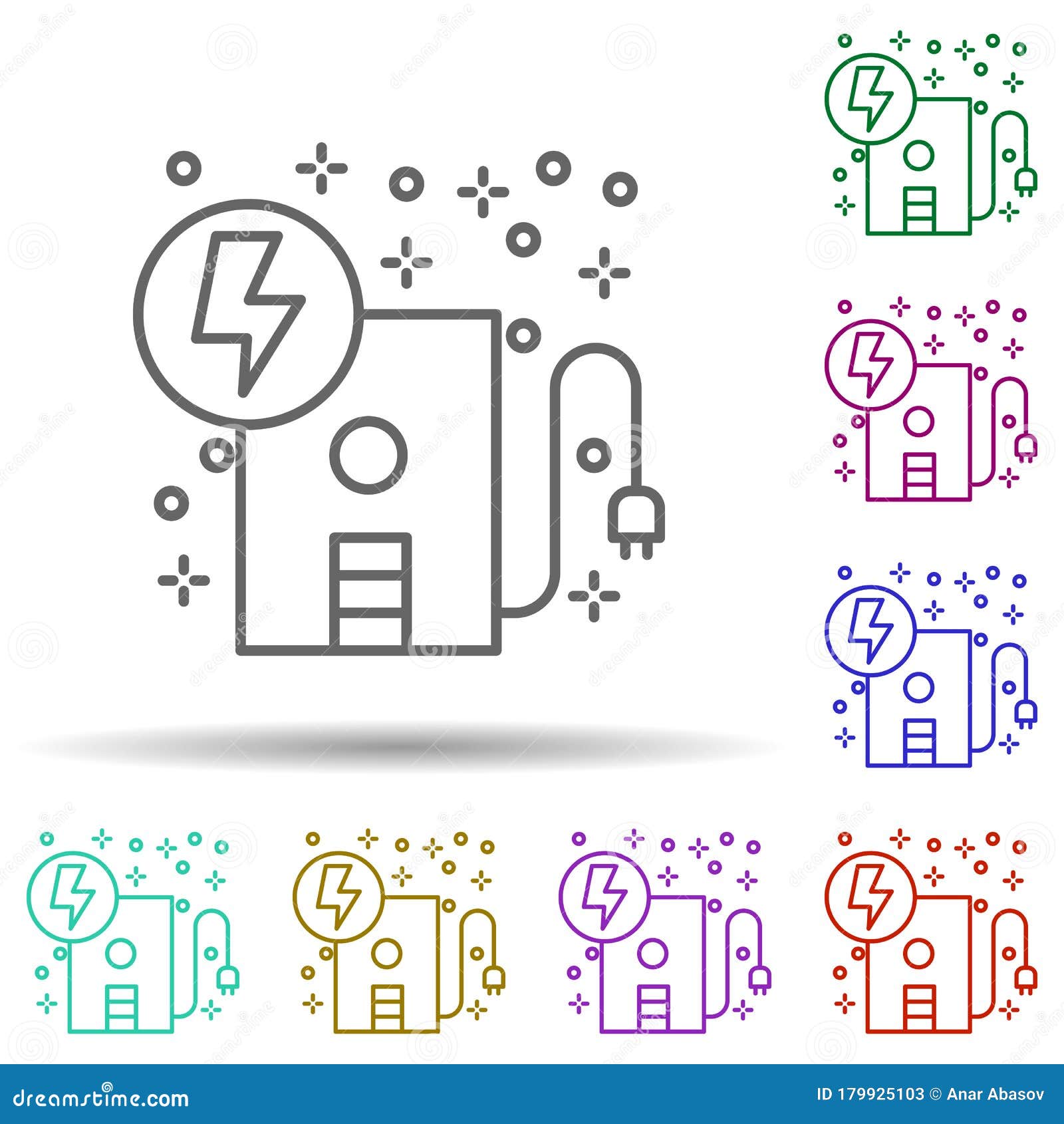 Computer Ups Lightning Multi Color Icon. Simple Thin Line, Outline Vector of Computer Icons for ...