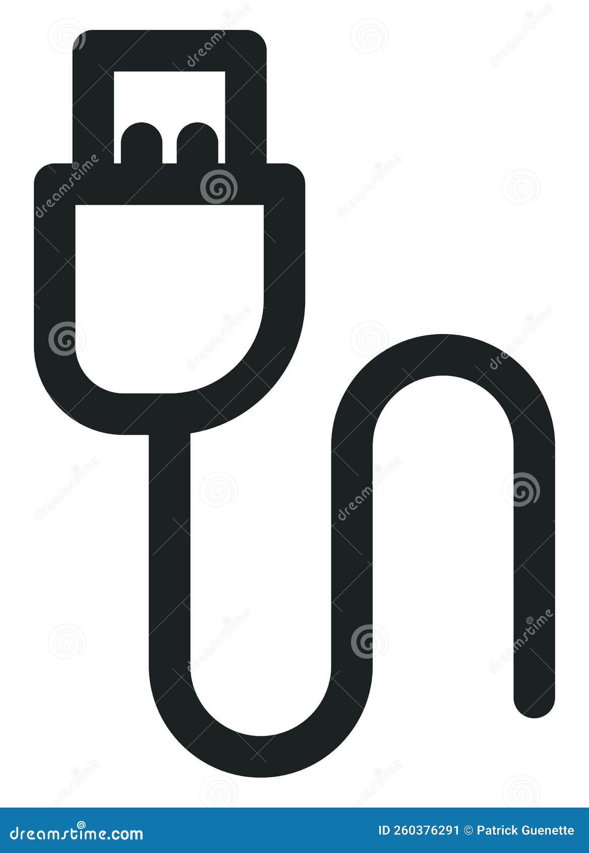 Computer USB, icon stock vector. Illustration of cable - 260376291