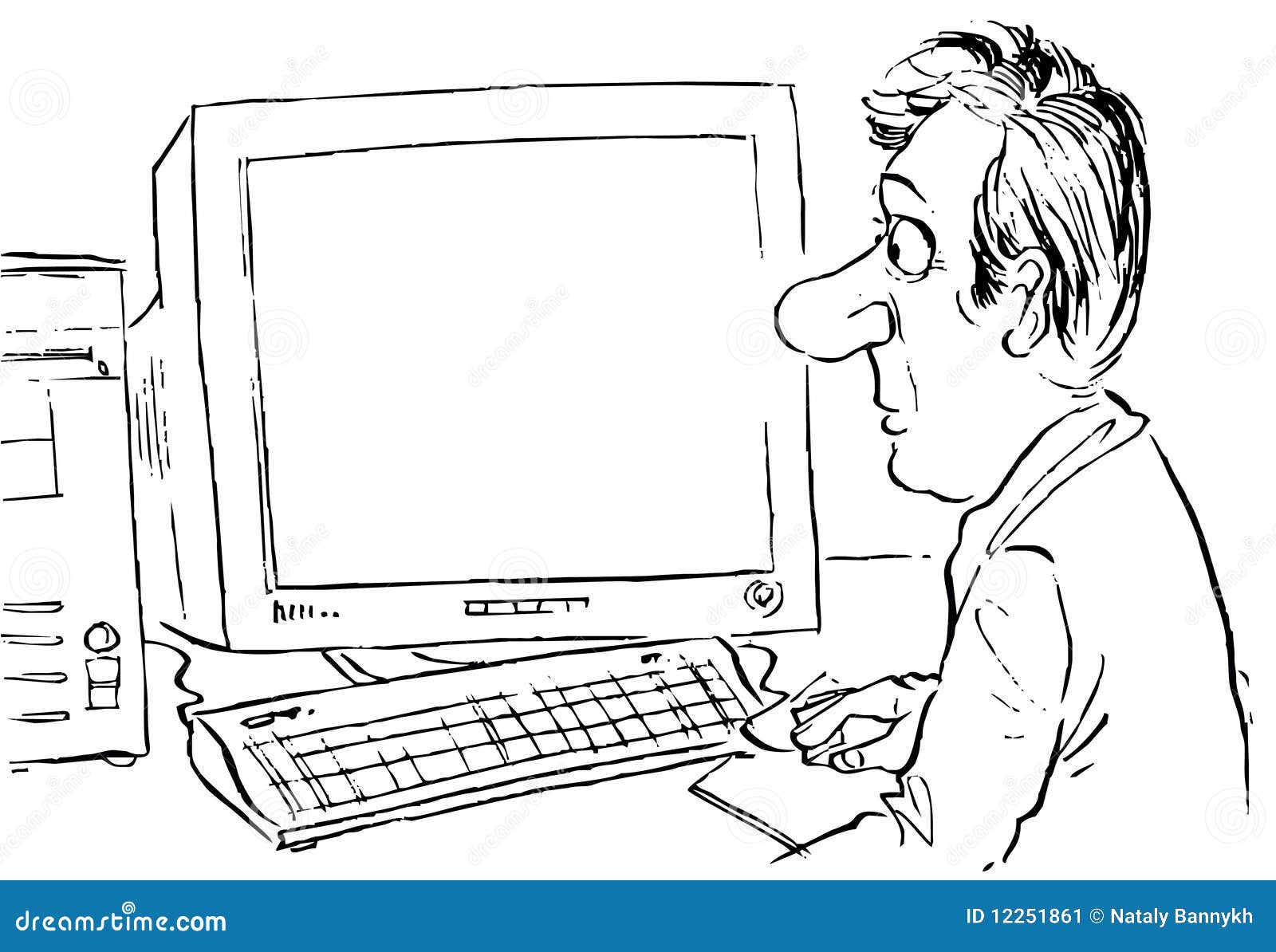 Computer user stock illustration. Illustration of white - 12251861