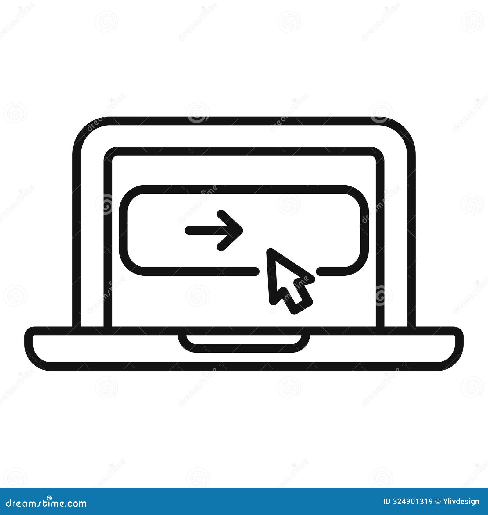 Computer User Clicking Right Arrow Button on Laptop Screen Stock Vector ...