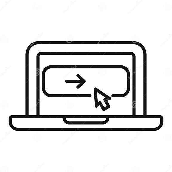Computer User Clicking Right Arrow Button on Laptop Screen Stock Vector ...