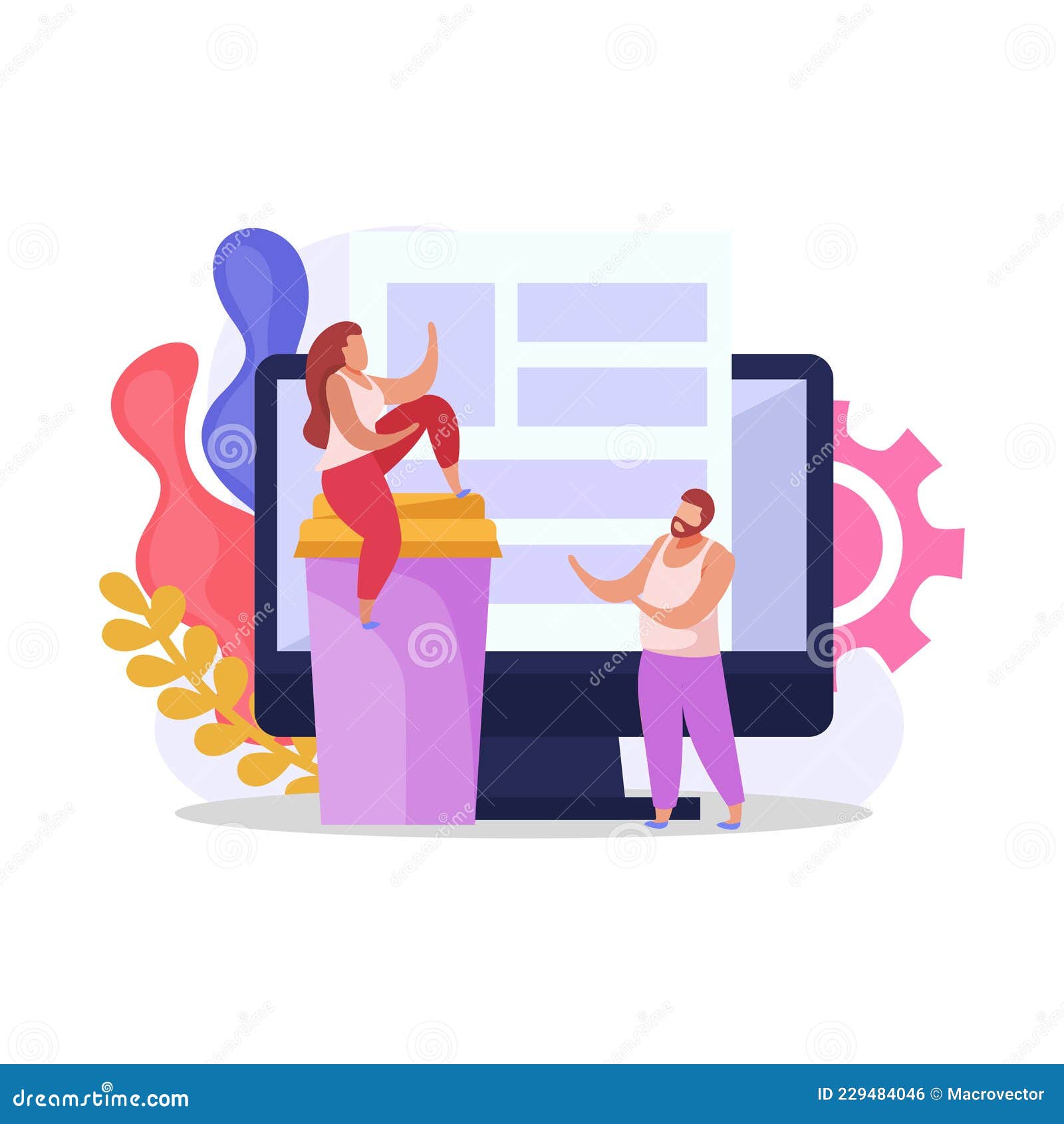 Computer User Flat Composition Stock Vector - Illustration of ...