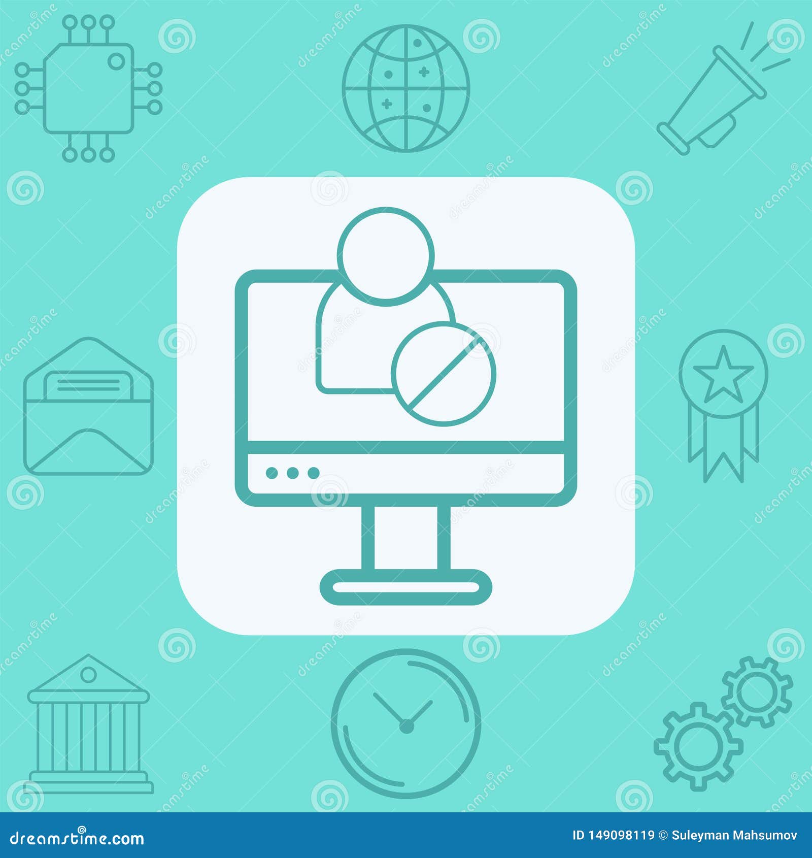 Computer User Vector Icon Sign Symbol Stock Illustration - Illustration ...