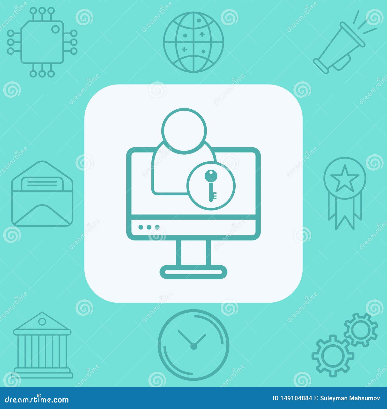 Computer User Vector Icon Sign Symbol Stock Vector - Illustration of ...