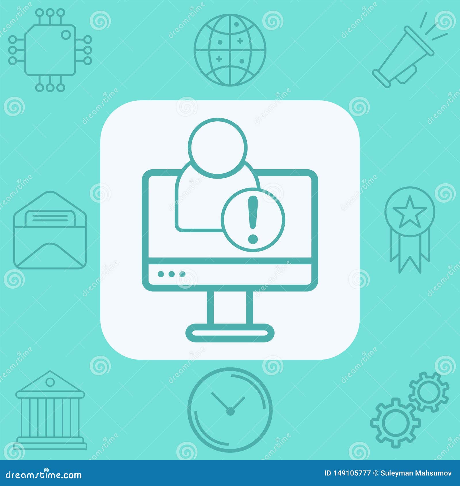 Computer User Vector Icon Sign Symbol Stock Illustration - Illustration ...