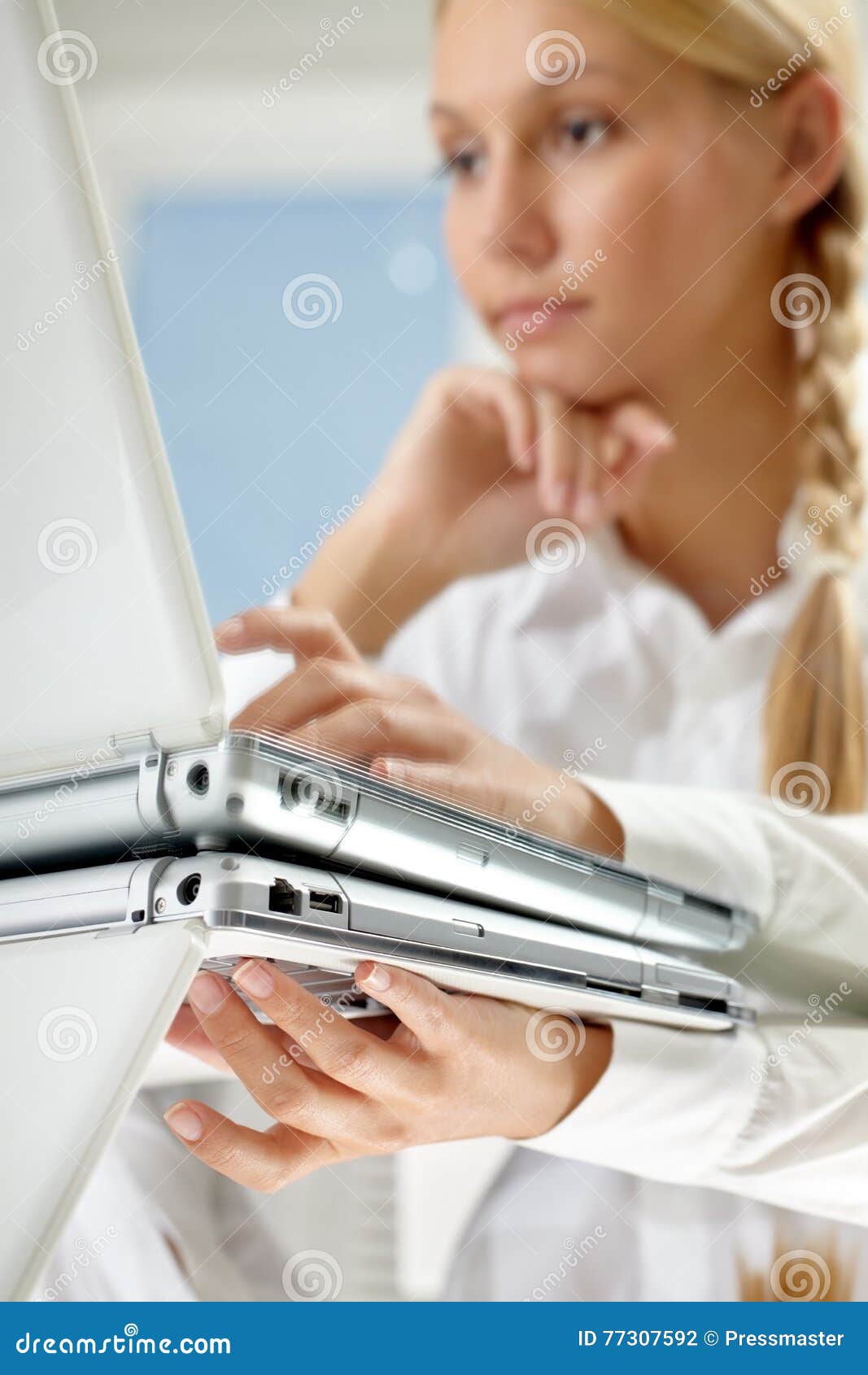 Computer using stock photo. Image of young, communication - 77307592