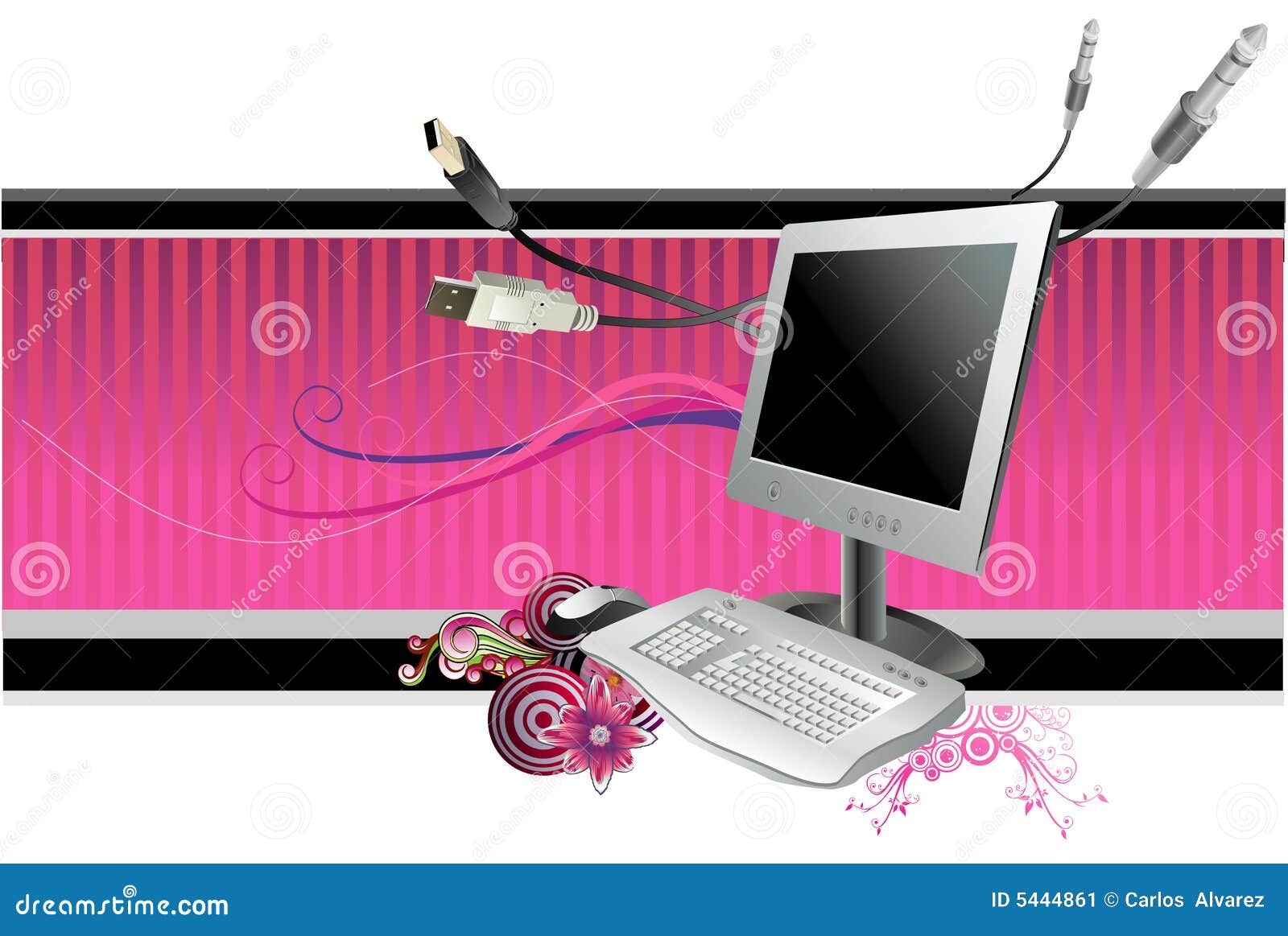 Computer vector stock vector. Illustration of flower, flat - 5444861