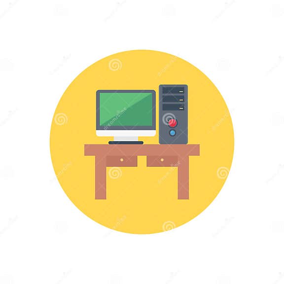 Computer Vector Flat Colour Icon Stock Vector - Illustration of ...