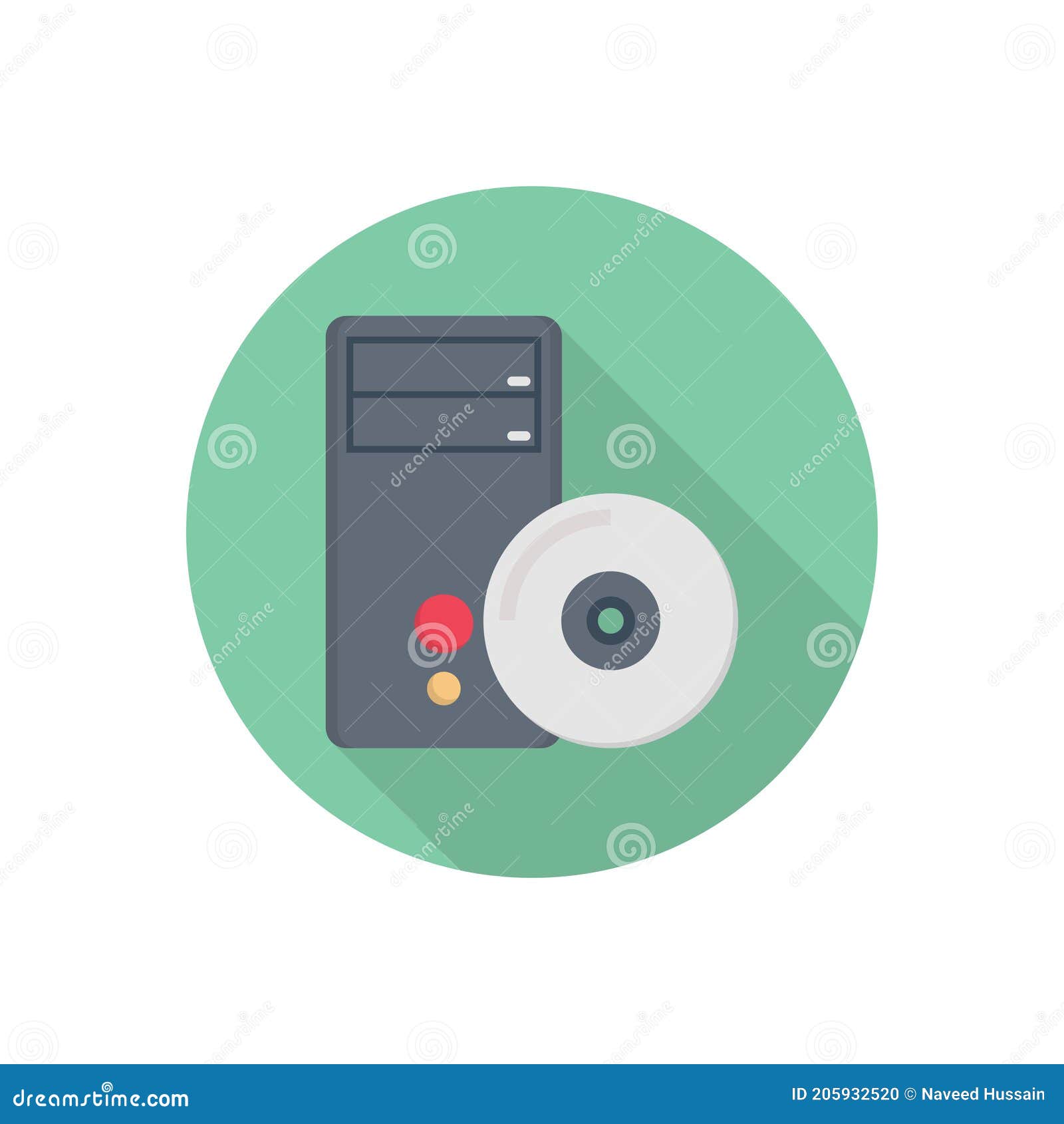 Computer Vector Flat Colour Icon Stock Vector - Illustration of digital ...