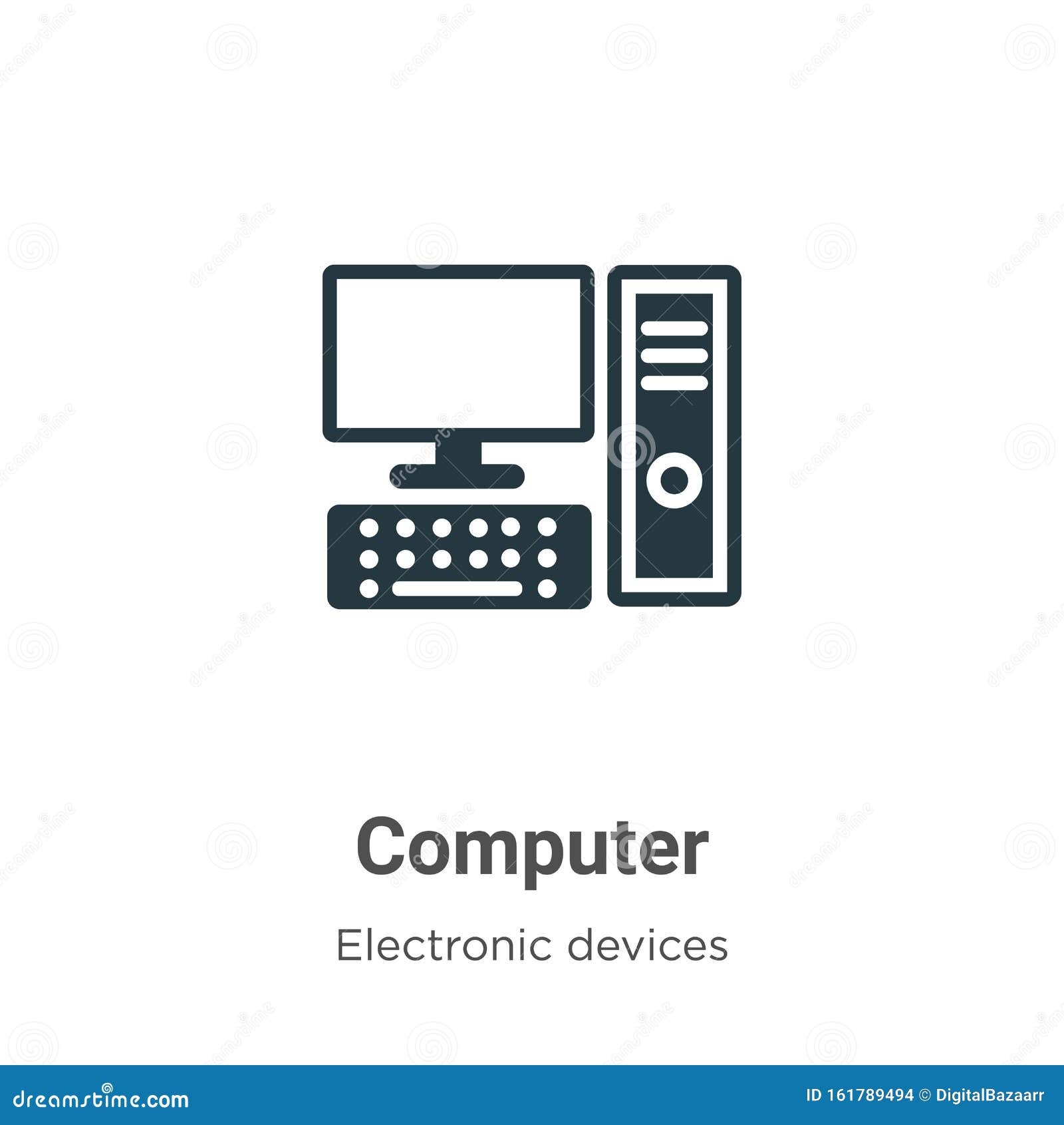 Computer Vector Icon on White Background. Flat Vector Computer Icon ...