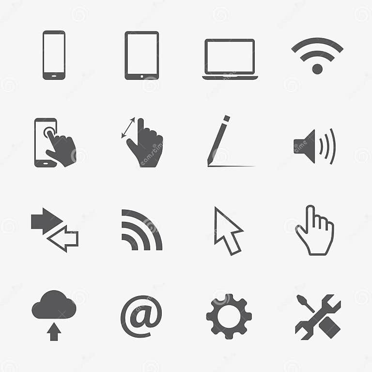 Computer vector icons set stock vector. Illustration of black - 34892955