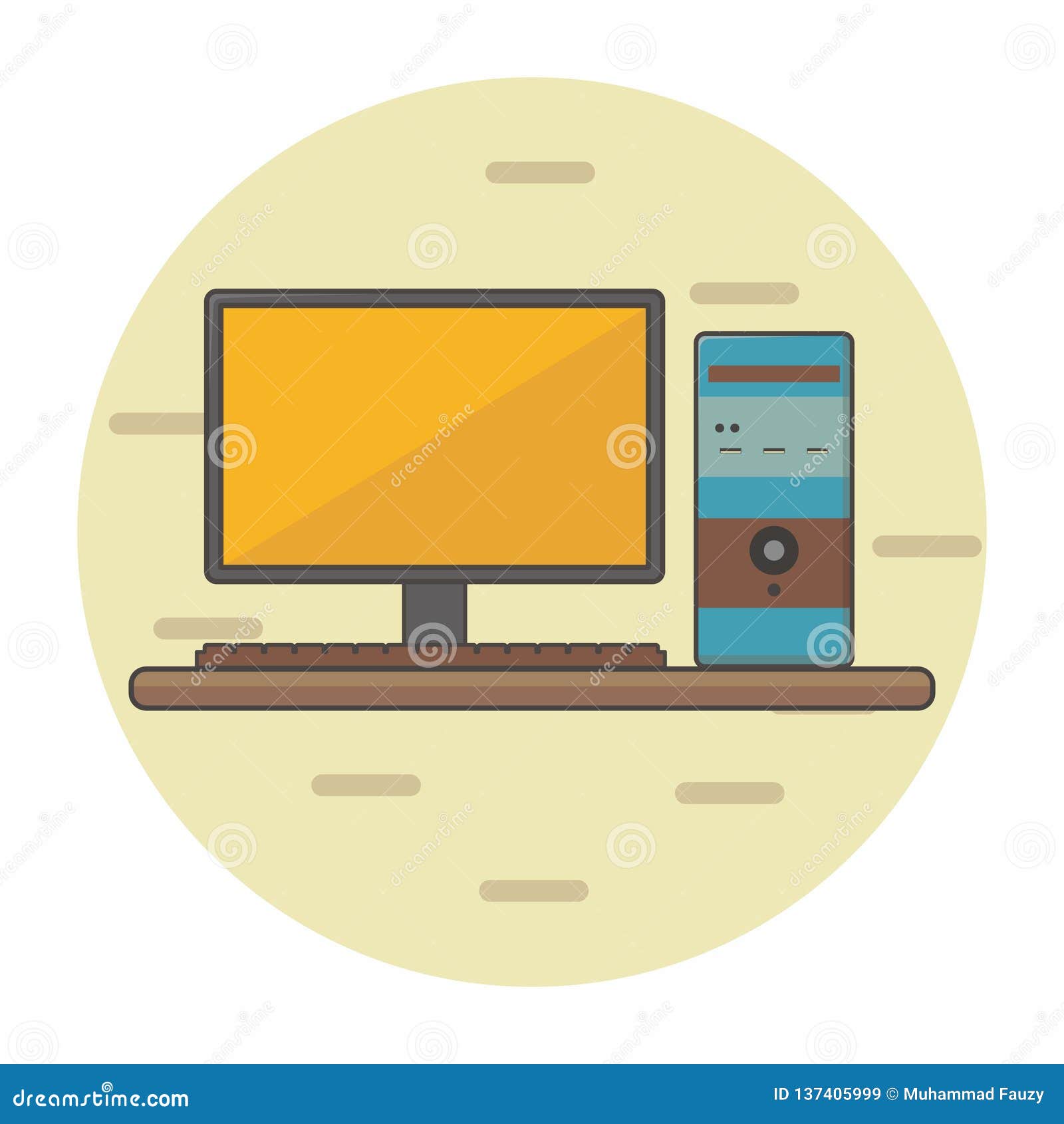 Computer Vector Illustration with Simple Flat Design Stock Vector ...