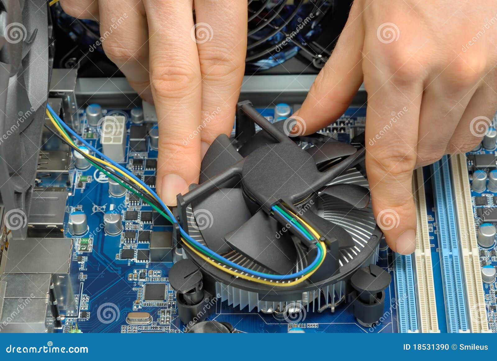 A Computer Ventilator Being Mounted Stock Photo - Image of attach, disc ...