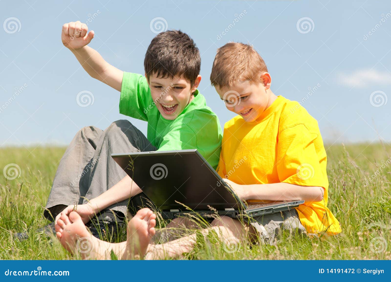Computer victory! stock photo. Image of friends, inquisitiveness - 14191472