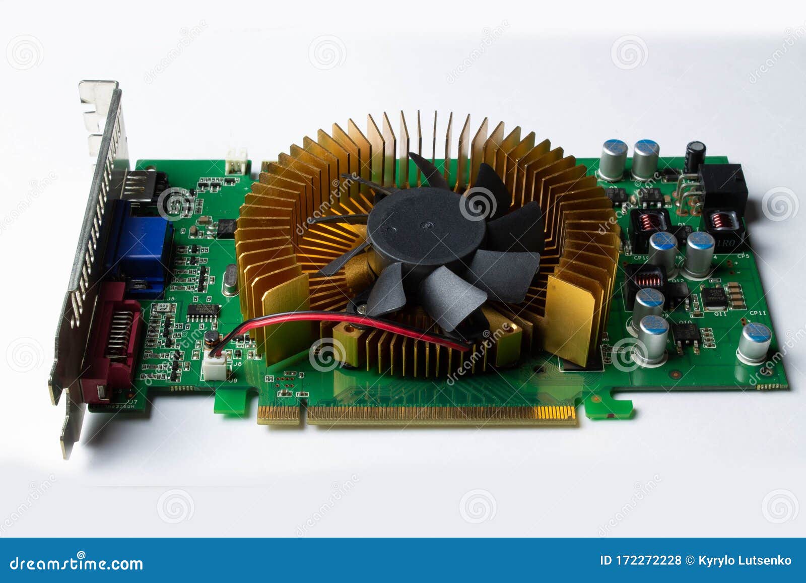 Computer Video Card on White Background Stock Photo - Image of ...