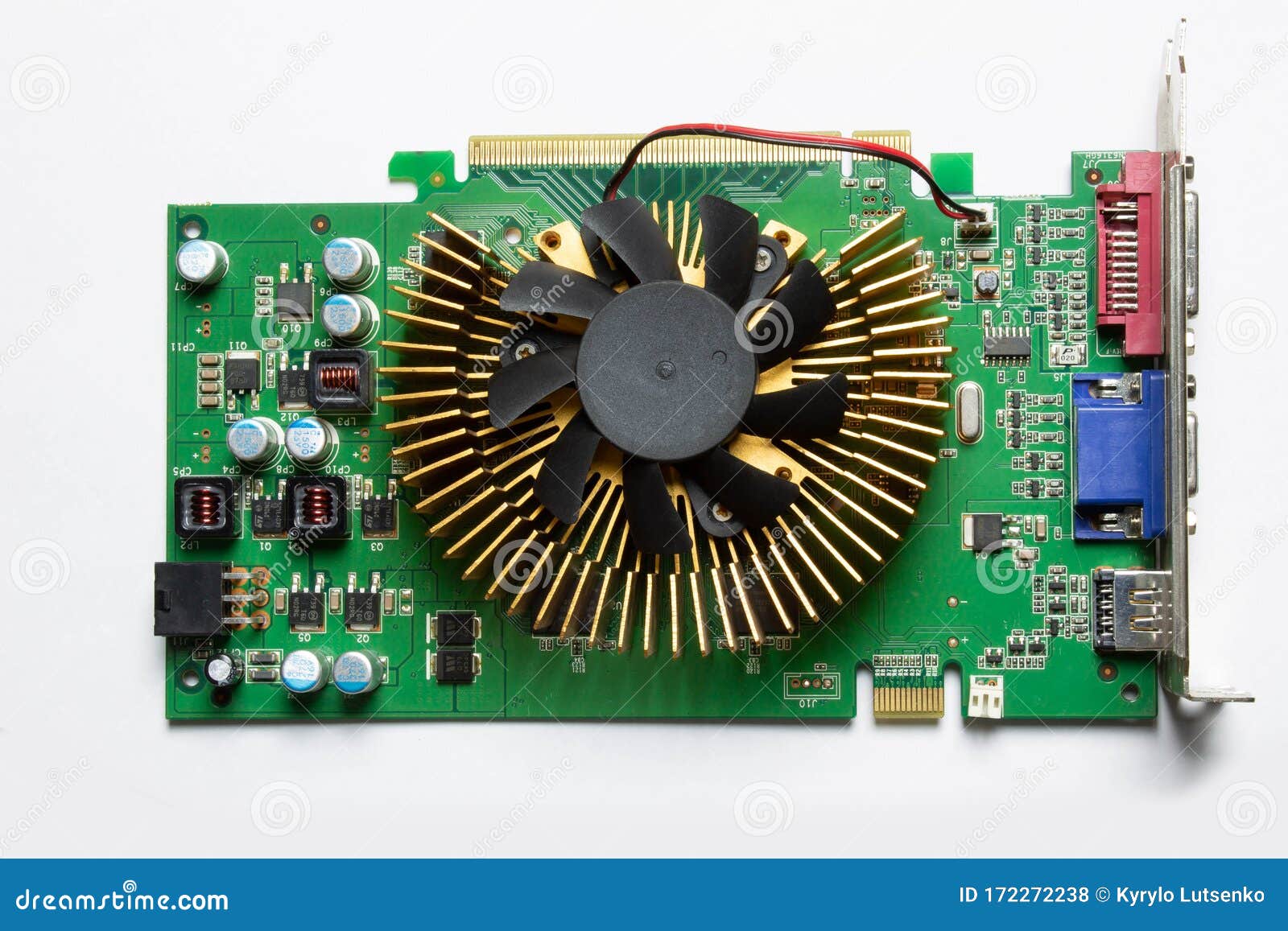 Computer Video Card on White Background Stock Photo - Image of ...