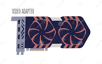 Computer Video Card with Fans. Display Graphics Adapter with ...