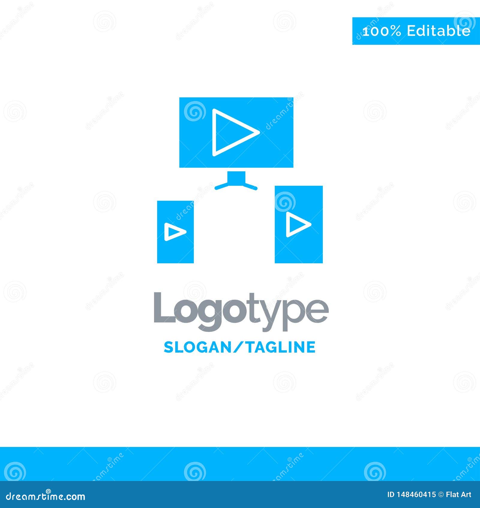 Computer, Video, Design Blue Solid Logo Template. Place for Tagline ...