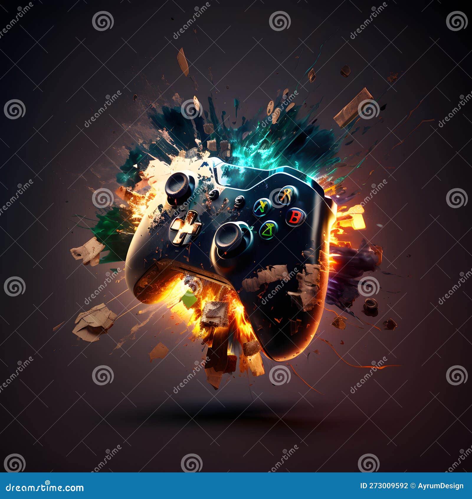 Computer Video Game Controller with Exploding Elements. Generative AI ...