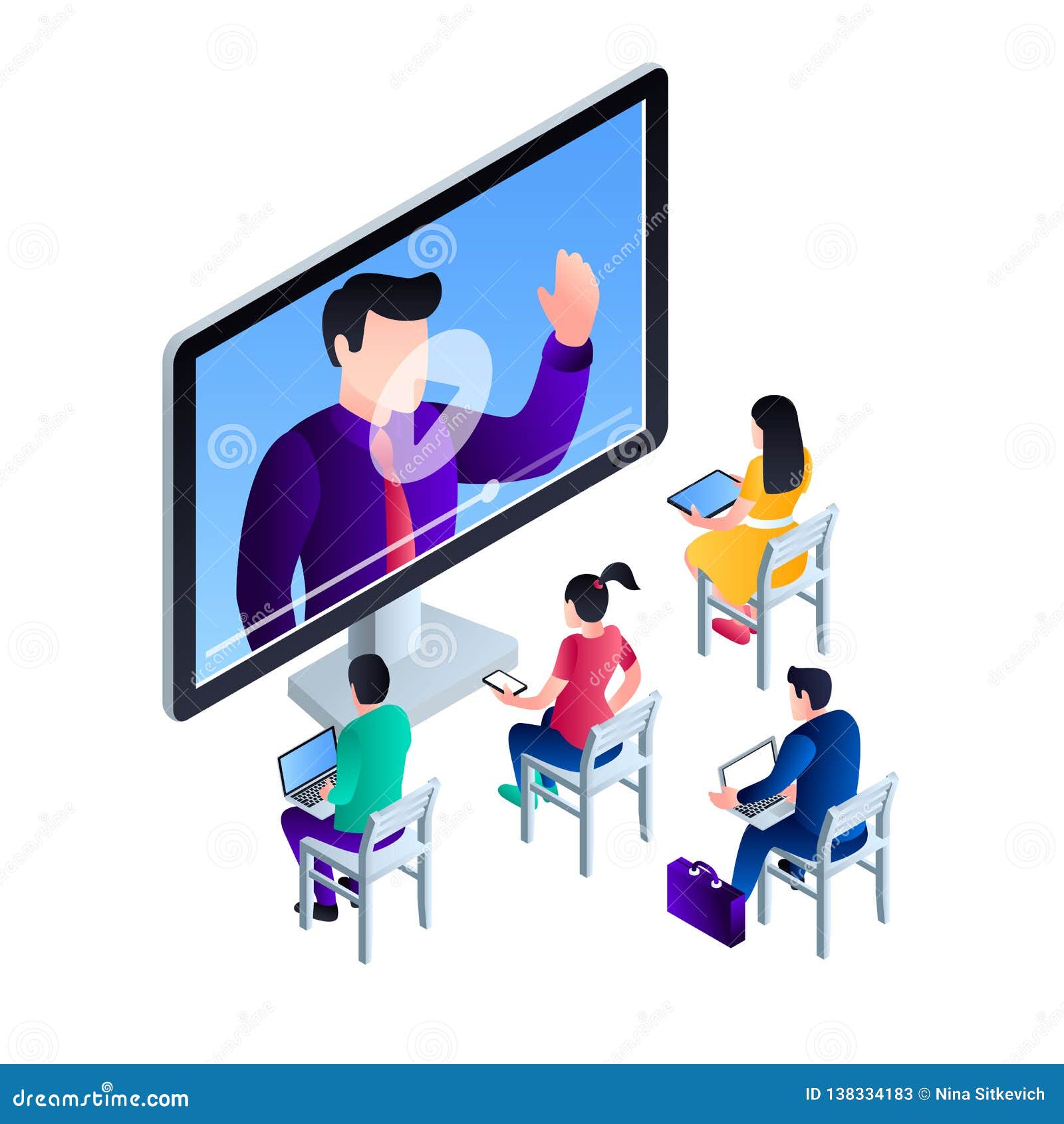 Computer Video Webinar Concept Background, Isometric Style Stock Vector ... Computer Video Webinar Concept Background, Isometric Style Stock Vector ...