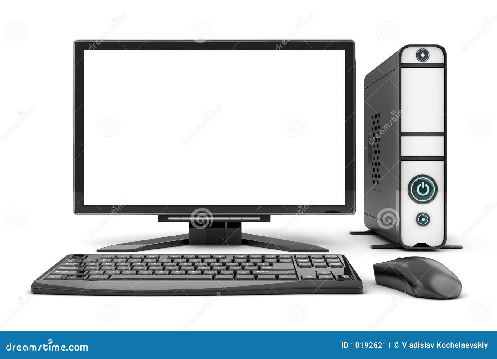 Computer View Front, Empty Screen Stock Illustration - Illustration of ...