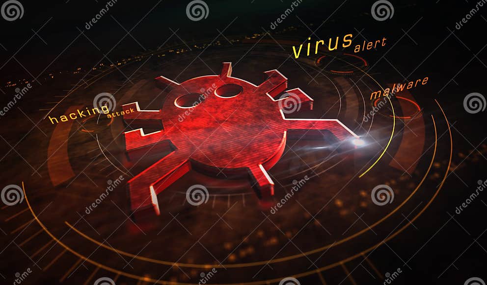 Cyber Crime with Virus or Worm Symbol Digital 3d Illustration Stock ...