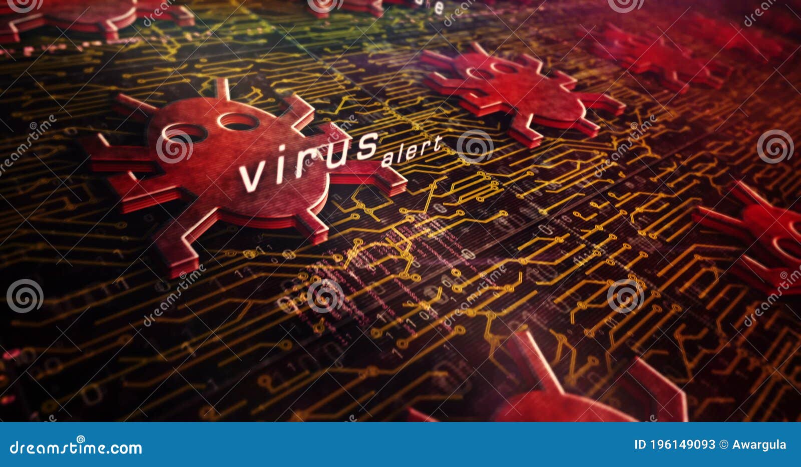 Cyber Crime With Virus Or Worm Metal Symbol Digital Animation Stock